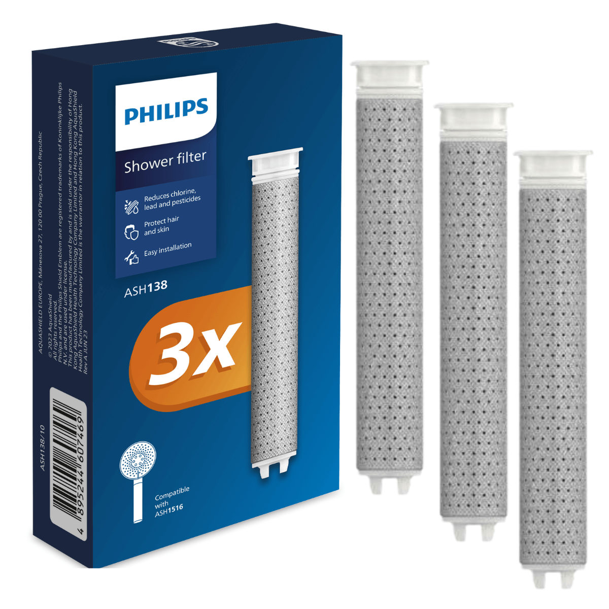 Zestaw 3 wkładów ASH138 do filtra prysznicowego PHILIPS ASH1516CH ...